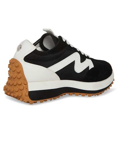 Steve Madden Women's Campo Sneaker, Black/White, 8.5