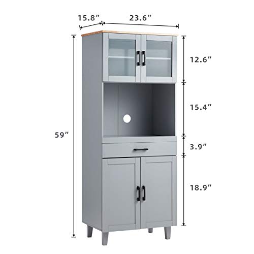 MELLCOM Kitchen Cabinet,Pantry Cabinets with 2 Cabinets, 1 Cutlery Drawer, 1 Open Shelf, Kitchen Storage Cabinets for Home&Office