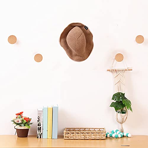 AULEST Wood Wall Hooks 5 PCS, Wooden Pegs Hooks Natural Handmade Home Decor Coat Hanger Wall Mounted for Hanging Robe Bag Purse Towel (Beech Wood)