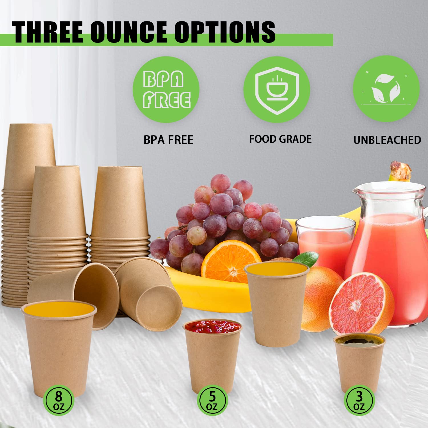 Lamosi 600 Pack 3 OZ Kraft Paper Cups, Disposable Bathroom Cups, Small Mouthwash Cups, Hot/Cold Beverage Cups for Home, Kitchen, Stores