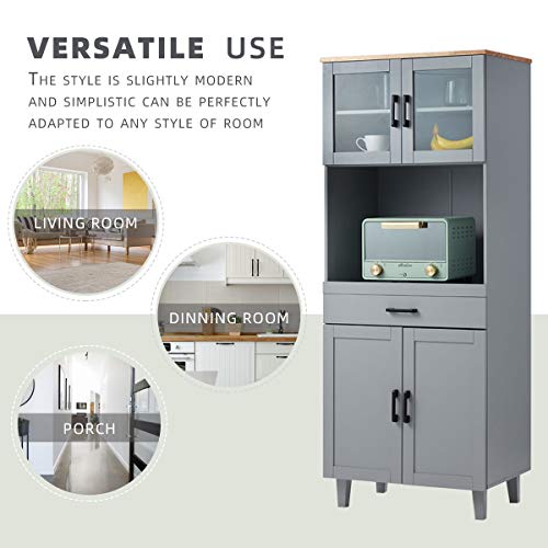 MELLCOM Kitchen Cabinet,Pantry Cabinets with 2 Cabinets, 1 Cutlery Drawer, 1 Open Shelf, Kitchen Storage Cabinets for Home&Office