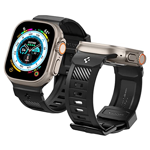 Spigen Rugged Band Designed for Apple Watch Band for Apple Watch Ultra (49mm), Series 8/7 (45mm), Series SE2/6/SE/5/4 (44mm) and Series 3/2/1 (42mm) - Matte Black