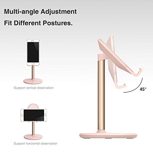 Bright Stone Phone Stand for Desk, Adjustable Tablet Stand Phone Holder for Desk, Compatible with 4"-12.9" Phones/Tablet/iPhone/iPad/Switch (Pink)
