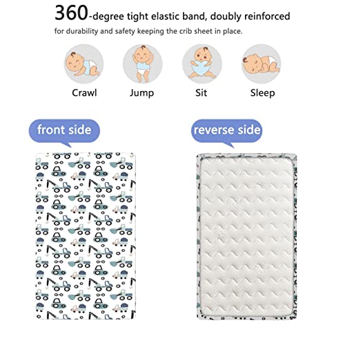Cars Themed Fitted Crib Sheet,Standard Crib Mattress Fitted Sheet Soft & Stretchy Fitted Crib Sheet-Great for Boy or Girl Room or Nursery, 28β x52β,Multicolor