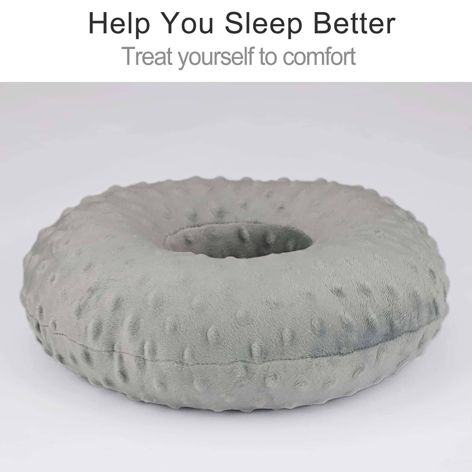 Heal n Hope Ear Piercing Pillow for Side Sleepers with Ear Hole for Ear Pain CNH, Piercing, Pain Relief Side Sleeping Pillow, Pressure Sore, Donut Pillow Ear Guard Minky Dot Light Gray
