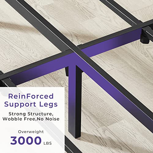 GreenForest Full Size Bed Frame with Headboard Metal Platform Bed with Heavy Duty No-Noise Steel Slats Strong Support Mattress Foundation, No Box Spring Needed, Full Size