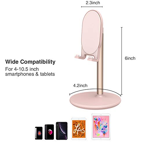Bright Stone Phone Stand for Desk, Adjustable Tablet Stand Phone Holder for Desk, Compatible with 4"-12.9" Phones/Tablet/iPhone/iPad/Switch (Pink)