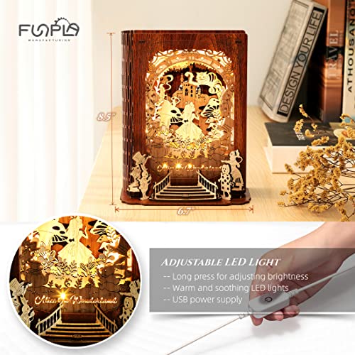 FUNPOLA Alice in Wonderland 3D Puzzle Nightlight – DIY 3D LED Book Lamp – 3D Wood Puzzles Décor Lamp for Kids and Adults