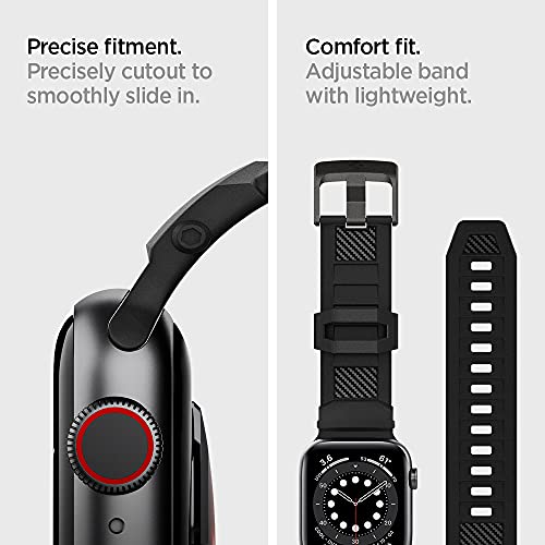 Spigen Rugged Band Designed for Apple Watch Band for Apple Watch Ultra (49mm), Series 8/7 (45mm), Series SE2/6/SE/5/4 (44mm) and Series 3/2/1 (42mm) - Matte Black