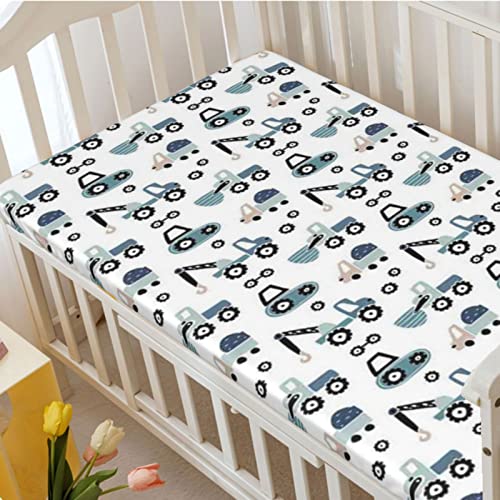 Cars Themed Fitted Crib Sheet,Standard Crib Mattress Fitted Sheet Soft & Stretchy Fitted Crib Sheet-Great for Boy or Girl Room or Nursery, 28β x52β,Multicolor
