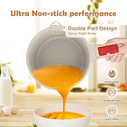 Bobikuke Saucepan with Lid Nonstick, 1.5 Quart Sauce Pan Small Soup Pots for Cooking, Sauce Pot with Lid Compatible for All Stoves, Milk Pan with Removeable Handle, Oven& Dishwasher Safe