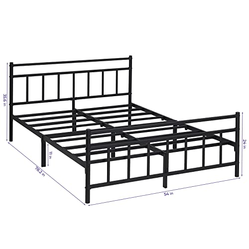GreenForest Full Size Bed Frame with Headboard Metal Platform Bed with Heavy Duty No-Noise Steel Slats Strong Support Mattress Foundation, No Box Spring Needed, Full Size