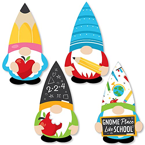 Big Dot of Happiness School Gnomes - DIY Shaped Teacher and Classroom Decorations Cut-Outs - 24 Count