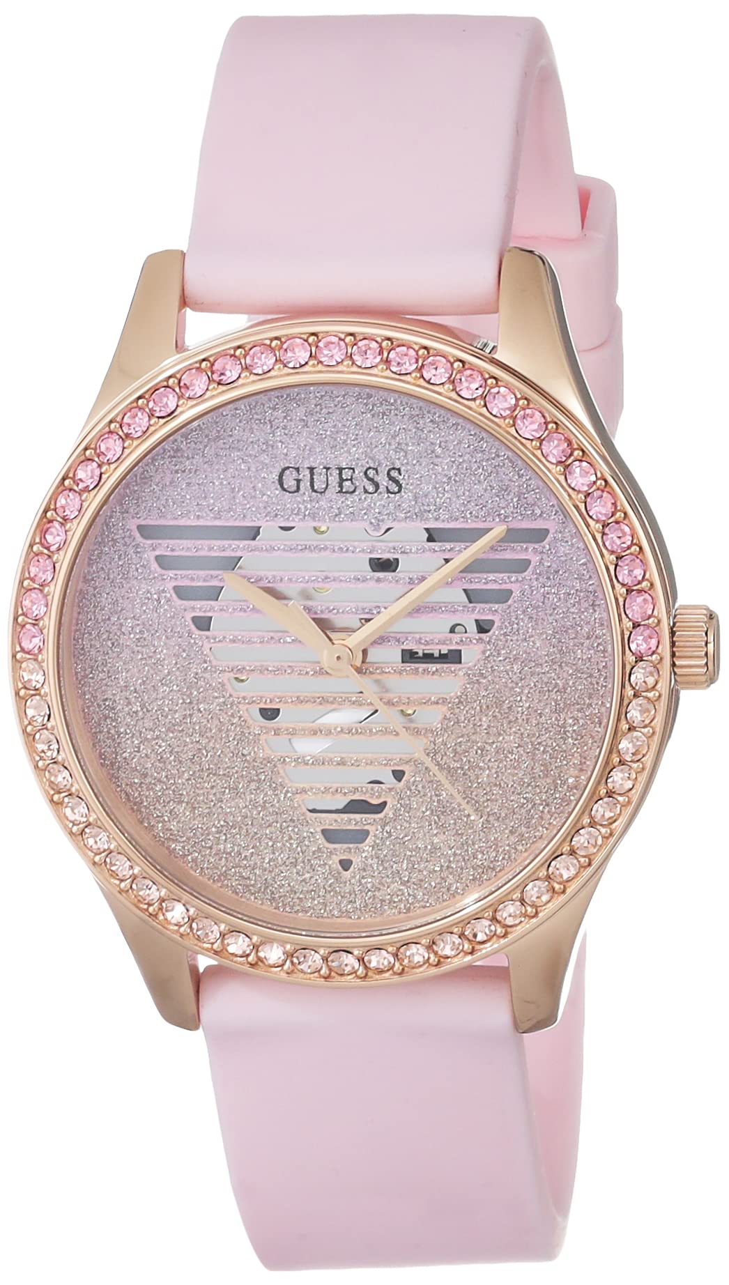 GUESS Ladies 38mm Watch - Pink Strap Rose Gold Dial Rose Gold Tone Case