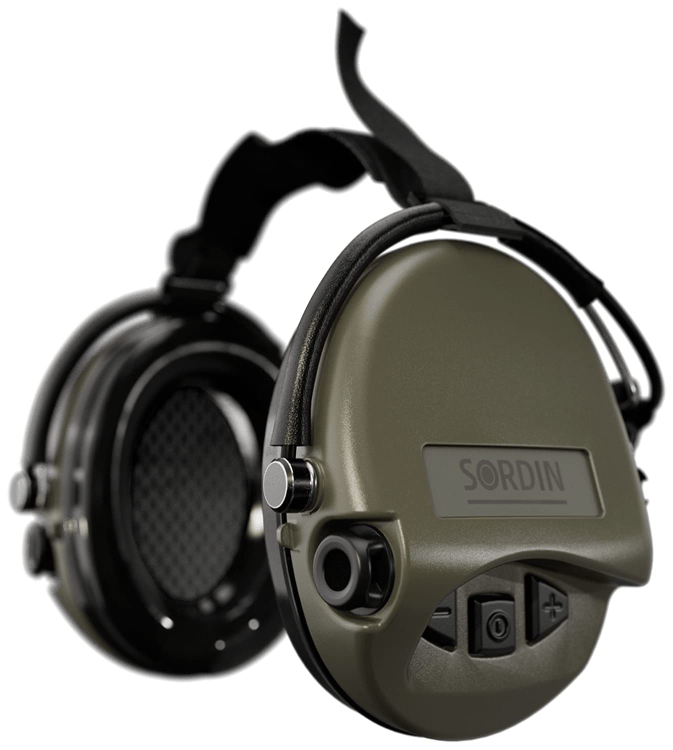 Sordin Supreme MIL AUX Active Ear Defenders - for Military & Special Forces - Neck Band & Foam Kits - Green Ear Muffs