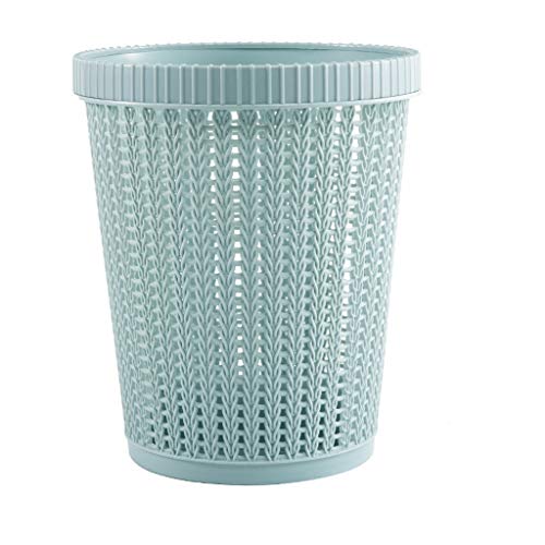 UWEL Hollow Garbage Bin with Built-in Garbage Bag Storage, PP Garbage Bin Storage Basket, Durable Home Trash Can Wastebasket Garbage Bin Basket for Living Room Bedroom Office (Blue)