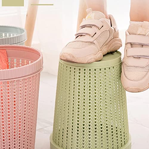 UWEL Hollow Garbage Bin with Built-in Garbage Bag Storage, PP Garbage Bin Storage Basket, Durable Home Trash Can Wastebasket Garbage Bin Basket for Living Room Bedroom Office (Blue)