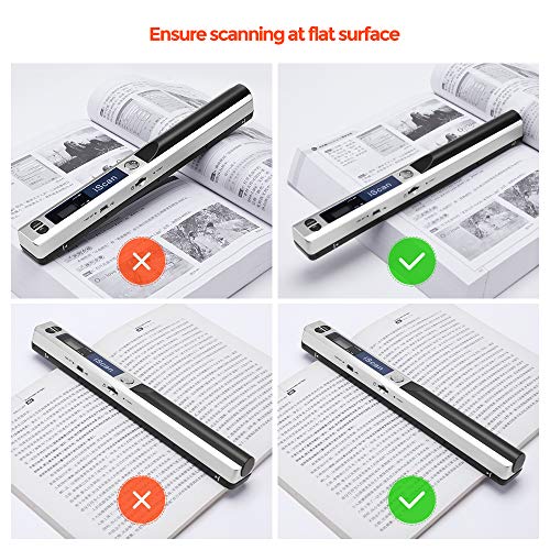 MUNBYN Portable Scanner, Photo Scanner for A4 Documents Pictures Pages Texts in 900 Dpi, Flat Scanning, Include 16G SD Card, No Driver