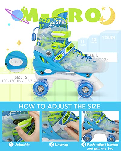 M-GRO Adjustable Skates for Kids, 8-Wheeled Skates for Kids,rollerskates Girl and Boys,Adjustable Size Suitable for Indoor and Outdoor use