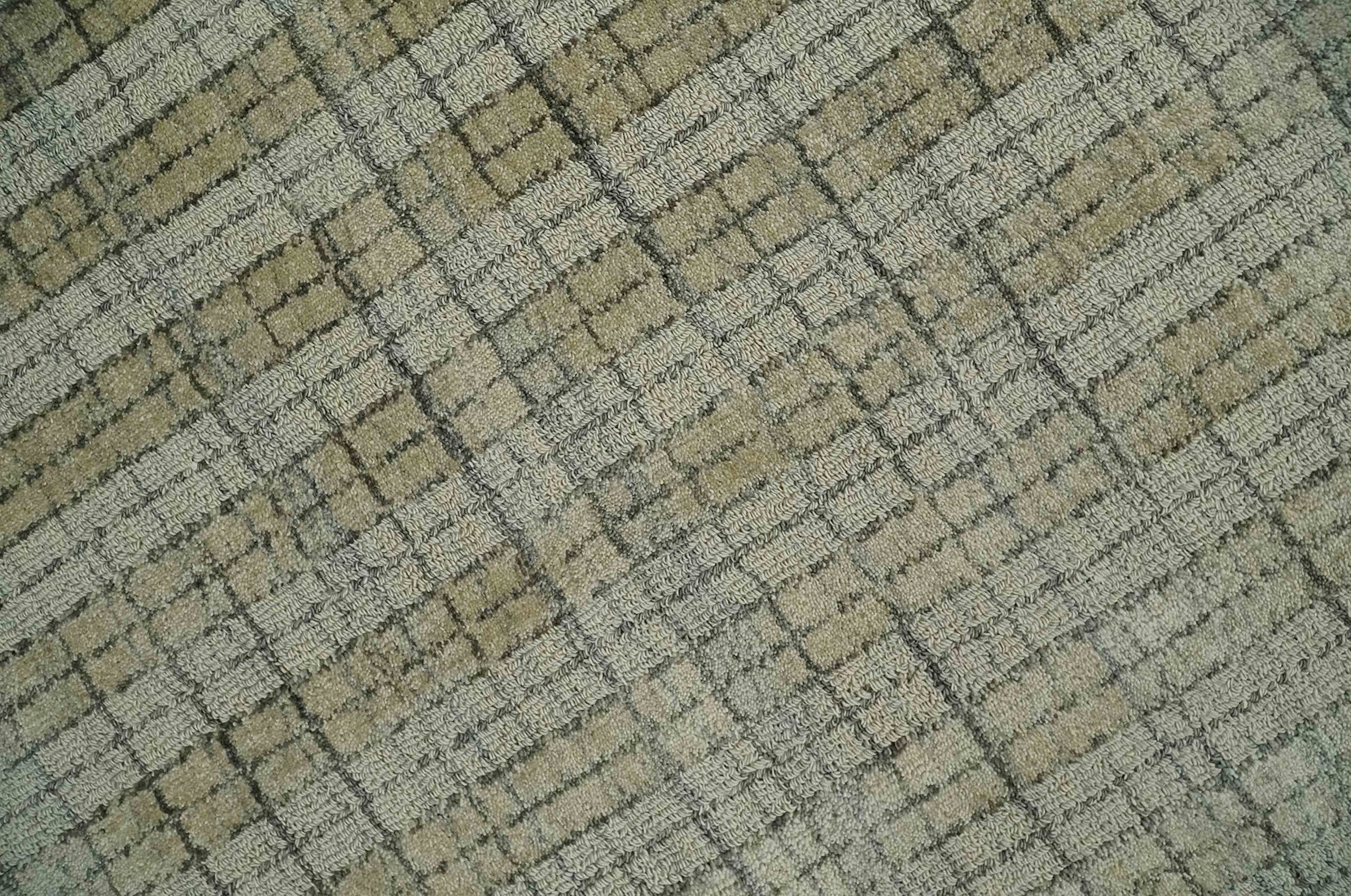 Artisan's Arc Checkered Scandinavian Hand Made Blended Wool Flatwoven Area Rug, Camel, Beige and Gray, 8x10 | KE16810