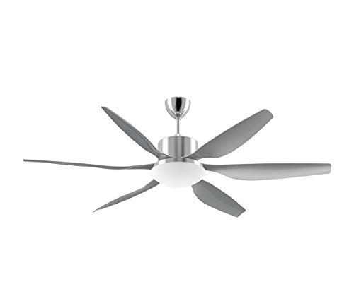 reiga 66" Modern Sleek Ceiling Fan with Dimming Light and APP Remote Control, 6 Matt Sliver Blades Reversible DC Motor for Kitchen, Bedroom, Patio