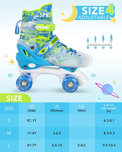 M-GRO Adjustable Skates for Kids, 8-Wheeled Skates for Kids,rollerskates Girl and Boys,Adjustable Size Suitable for Indoor and Outdoor use