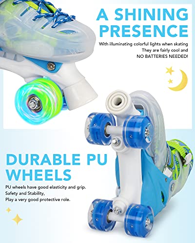 M-GRO Adjustable Skates for Kids, 8-Wheeled Skates for Kids,rollerskates Girl and Boys,Adjustable Size Suitable for Indoor and Outdoor use