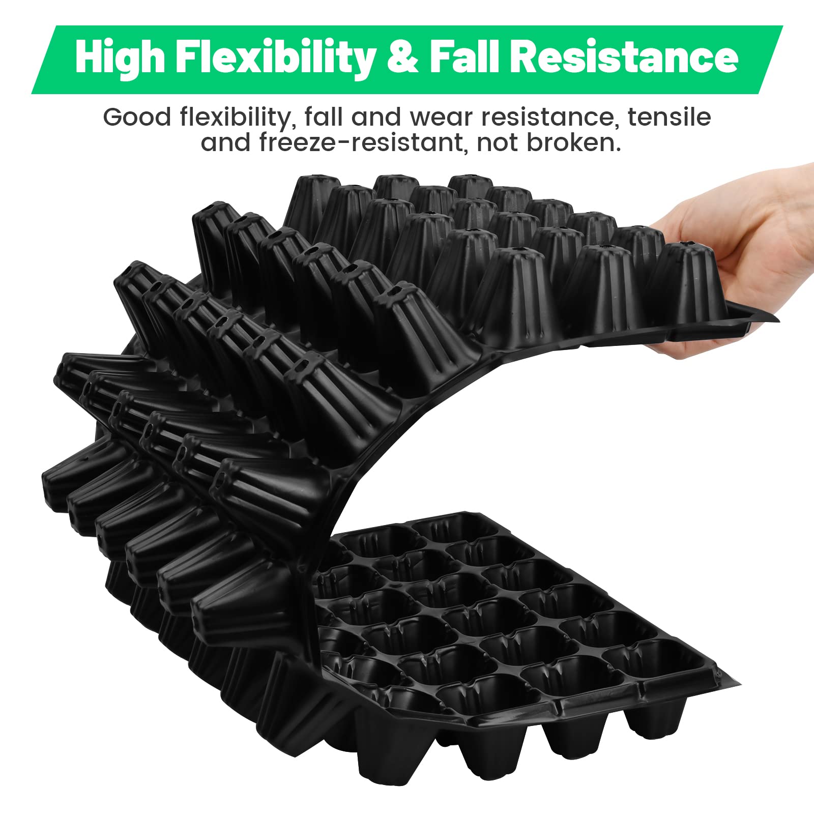 12 Pack Thick Durable 72 Cell Seed Starter Tray, 1.5inch Deep Gardening Germination Plant Growing Plastic Trays for Seeds Growing Plant Seedlings Propagation