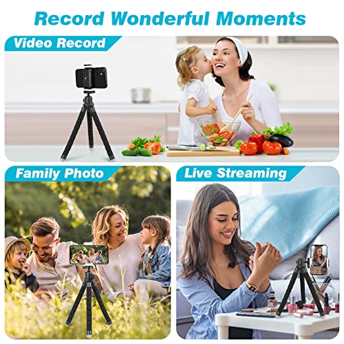 Aureday Cell Phone Tripod Stand, Flexible Travel Tripod with Remote and Mount,Small Cellphone Tripod for iPhone&Android Phones,Cameras,Gopro,Webcam(Sponge)