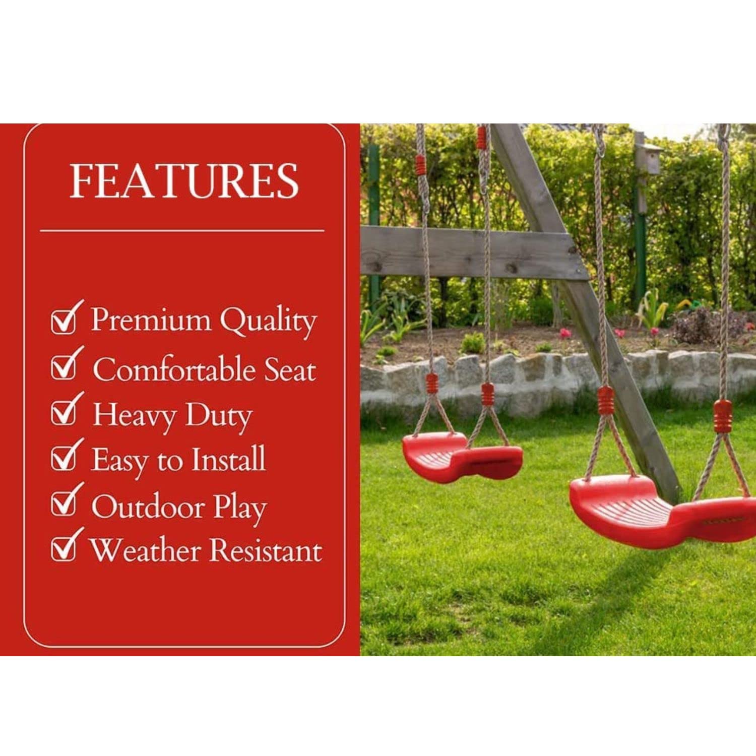TENDU Blue-Hard Plastic Swing Seat for Little Tikes Children with Anti-Rust Chains Thermoplastic Coated Comfortable Swingset for Rope/Tree Swing Suitable for Outdoor & Indoor, Playground, Jungle & Gym