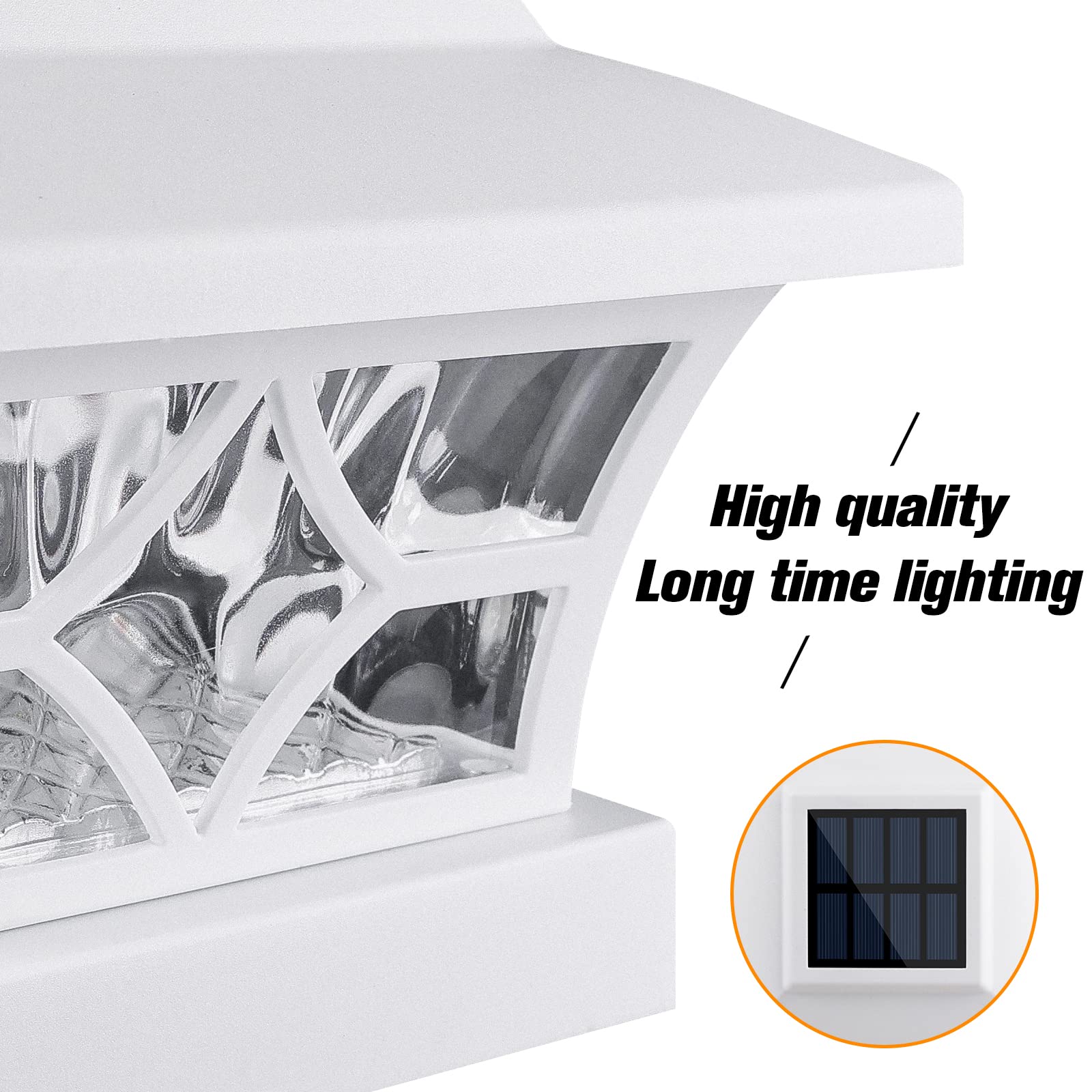VOLISUN Solar Post Cap Lights Outdoor, Solar Powered Fence Post Cap Lights for 4x4 Vinyl/Wood Post, White Waterproof Solar Deck Post Lights 4Pack Cool/Warm for Garden Patio Porch...