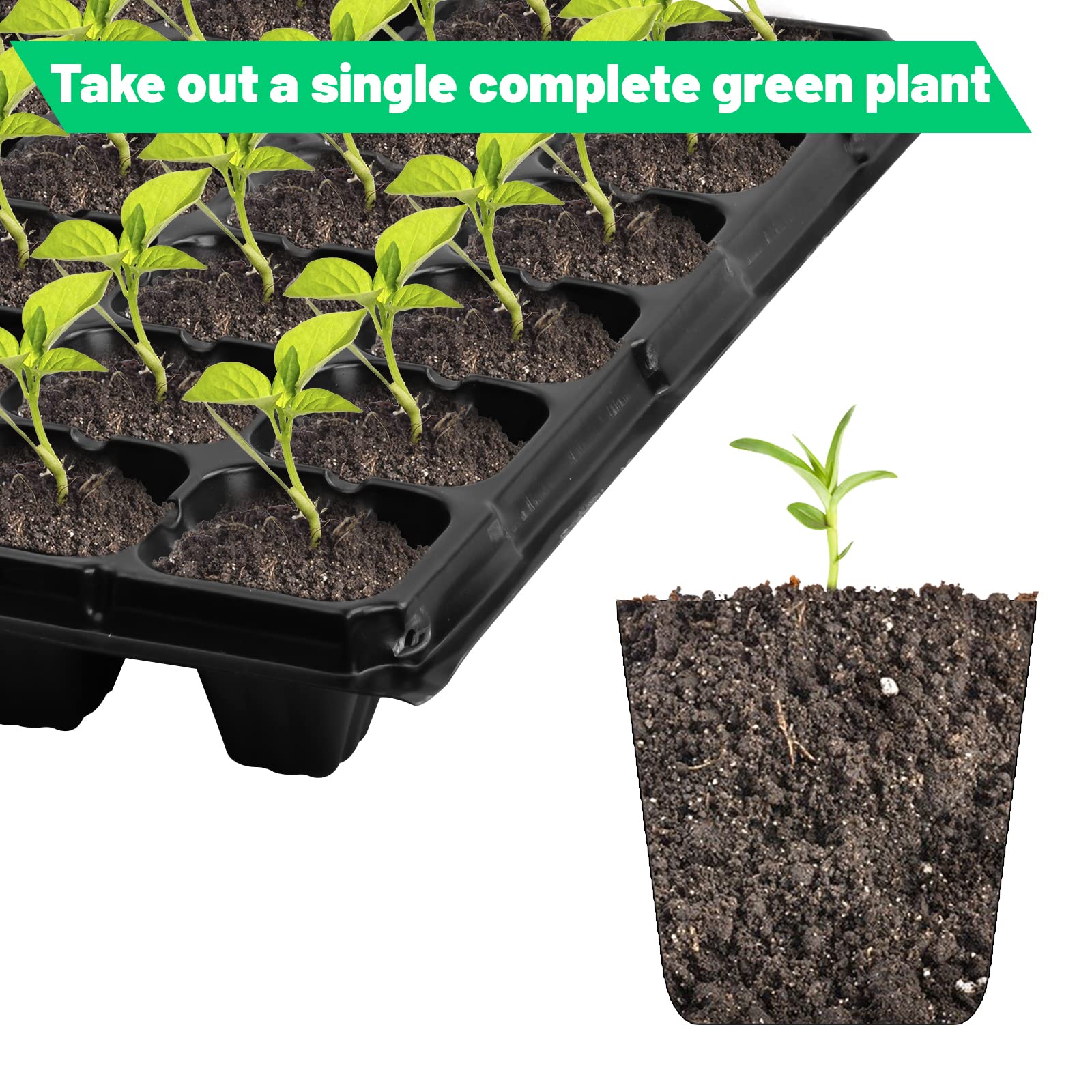 12 Pack Thick Durable 72 Cell Seed Starter Tray, 1.5inch Deep Gardening Germination Plant Growing Plastic Trays for Seeds Growing Plant Seedlings Propagation