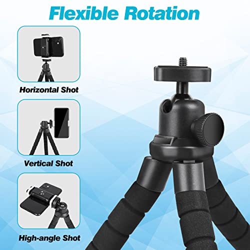 Aureday Cell Phone Tripod Stand, Flexible Travel Tripod with Remote and Mount,Small Cellphone Tripod for iPhone&Android Phones,Cameras,Gopro,Webcam(Sponge)