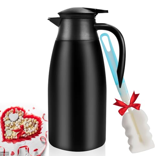 68Oz Stainless Steel Thermal Coffee Carafe with Lid Double Walled Vacuum Thermos Flask Insulated Coffee Carafe for Keeping Hot Water Tea Beverage Dispenser - For 12 Hours Hot / 24 Hours Cold