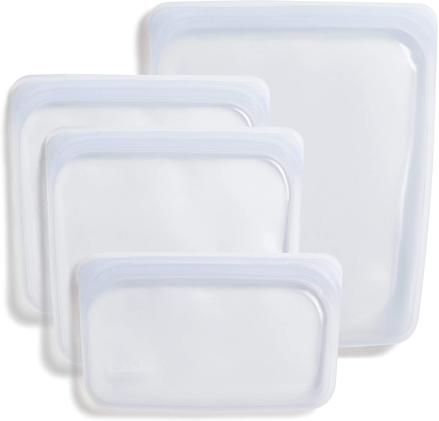 Stasher Reusable Silicone Storage Bags (4-Pack) and Bowls (3-Pack) Bundle