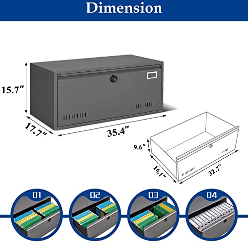 FRITHJILL Lateral Metal File Cabinet with Electronic Digital Lock, Filing Organization Storage Cabinet for Home Office,1-Drawer