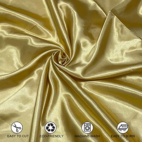 HOTGODEN Satin Fabric: 60" Wide 2 Yards,6 Yards Gold Solid Satin Fabric for Wedding, Bridal, Decoration, Fashion, Apparel Crafts