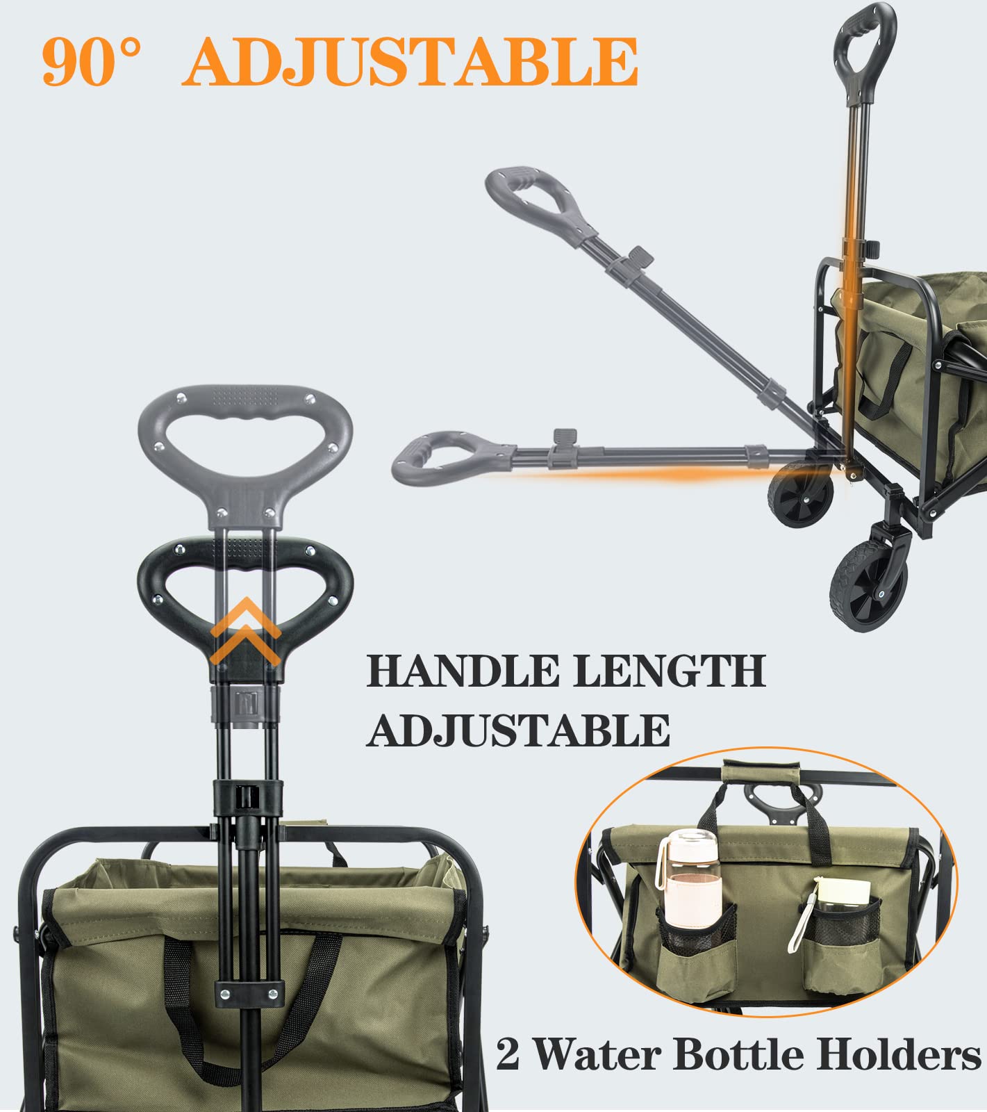 330lbs Collapsible Folding Wagon Cart Heavy Duty Outdoor Utility Wagon Beach Wagon Grocery Wagon Camping Portable Garden Wagon Cart with All-Terrain Wheels(Green)