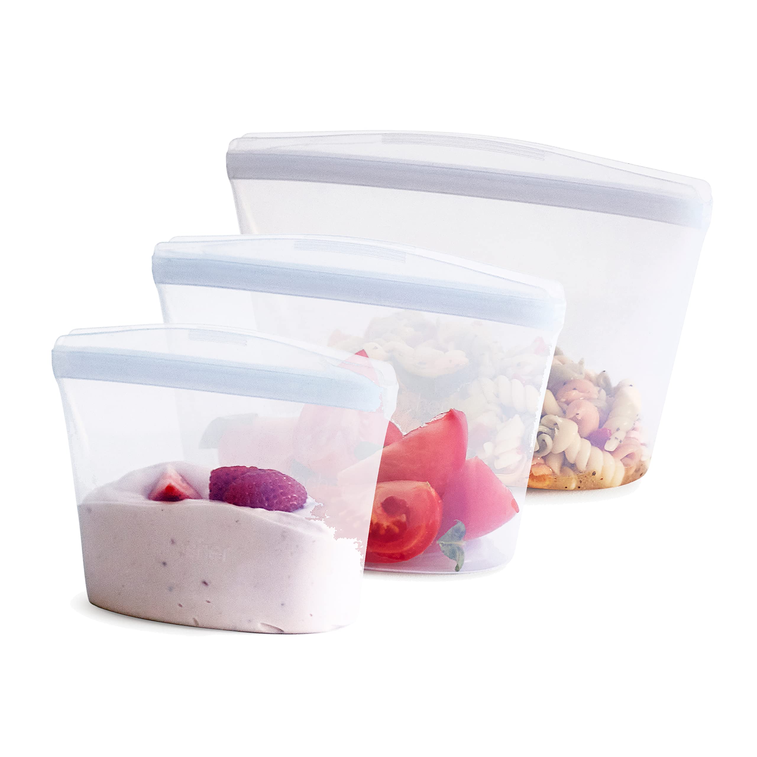 Stasher Reusable Silicone Storage Bags (4-Pack) and Bowls (3-Pack) Bundle