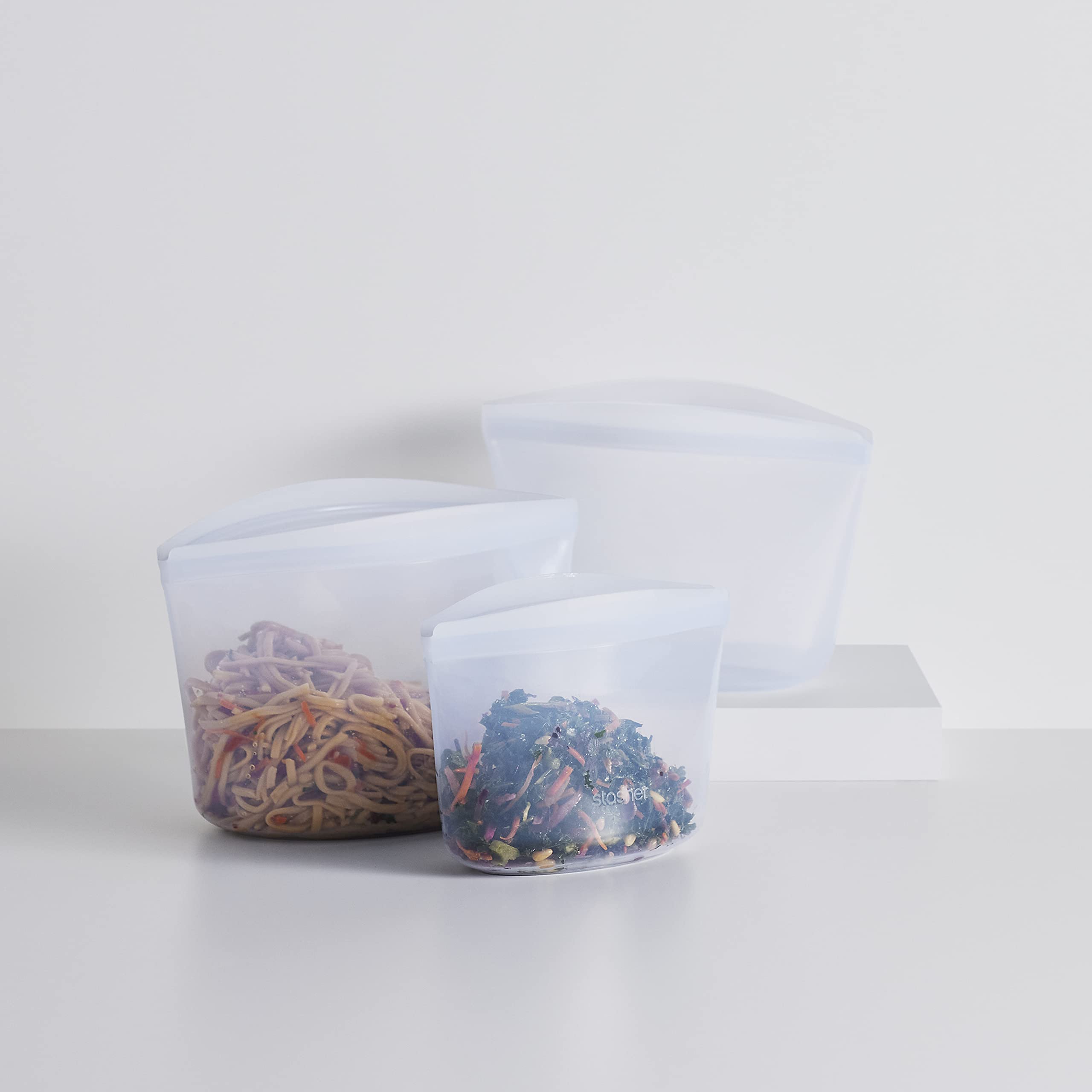 Stasher Reusable Silicone Storage Bags (4-Pack) and Bowls (3-Pack) Bundle