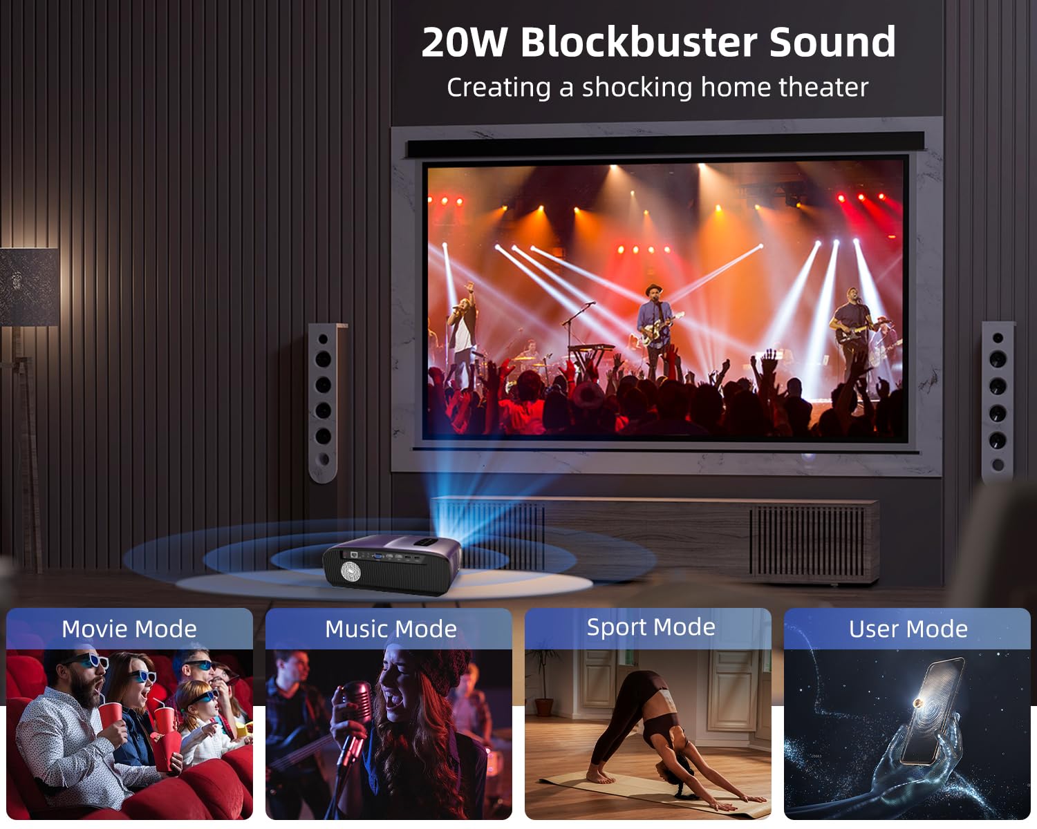 UHD 4K Projector with 5G Wifi Bluetooth, Home Cinema Daytime Projector for Gaming Office Works 13,000Lumens LCD Smart Projectors Wireless Casting with iPhone Laptop Netflix + Purple