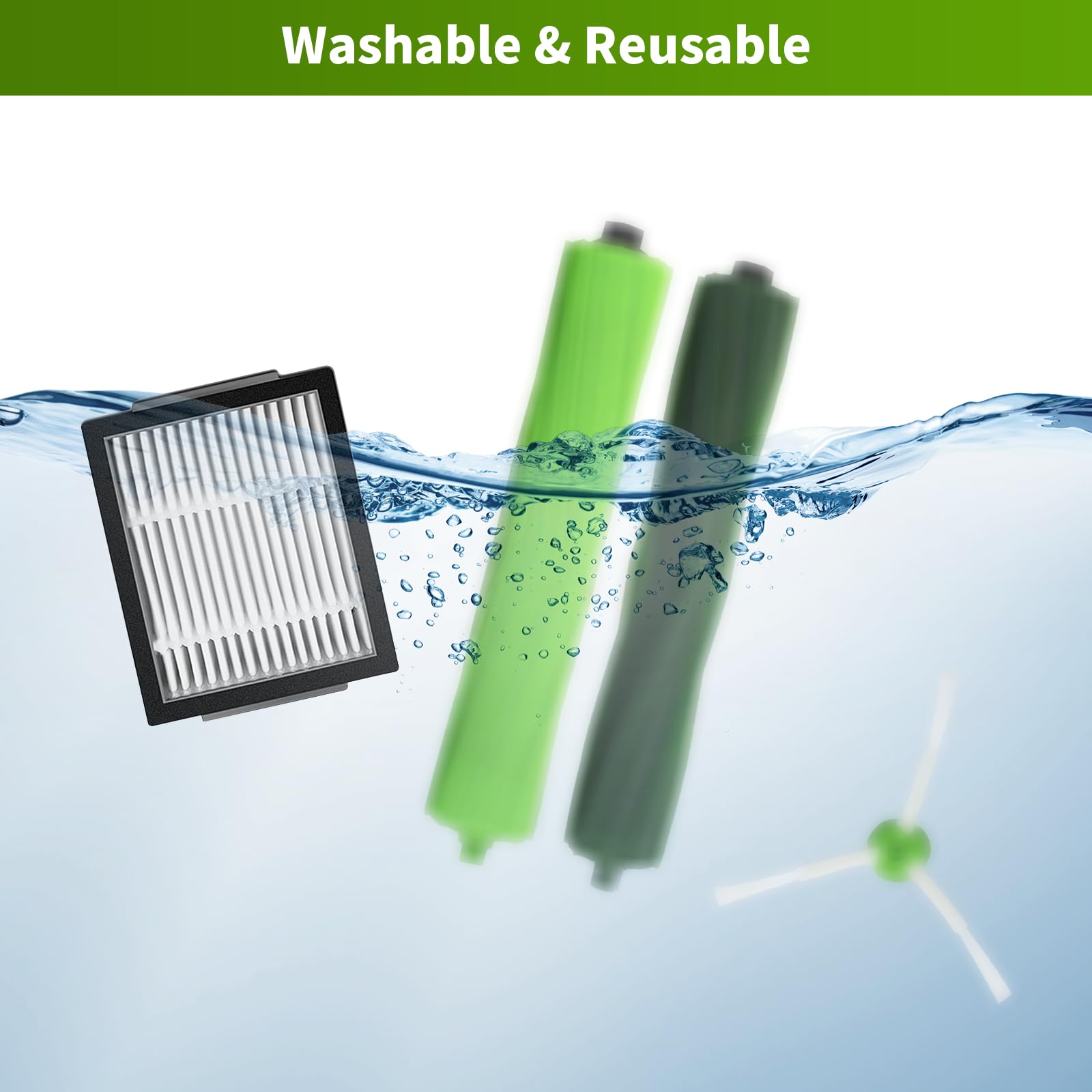 Replacement Parts accessories for irobot Roomba i1+ i7 i7+ i3+ i4+ i6+ i8+ J7+ Plus I & J Plus series Vacuum Cleaner Inclue 4 Roller Brushes , 8 Filters , 8 Side Brushes