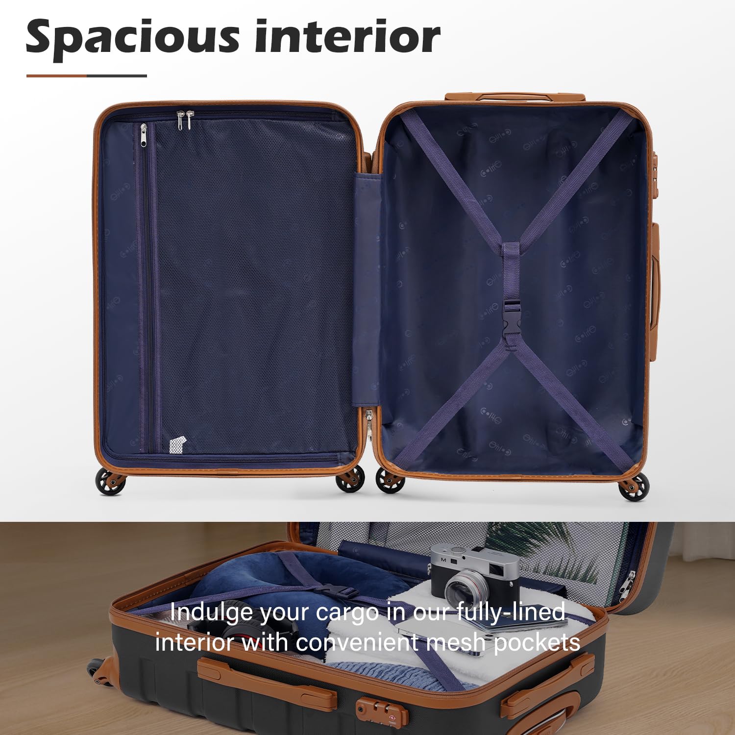 Coolife Luggage 4 Piece Set Suitcase Spinner Hardshell Lightweight TSA Lock