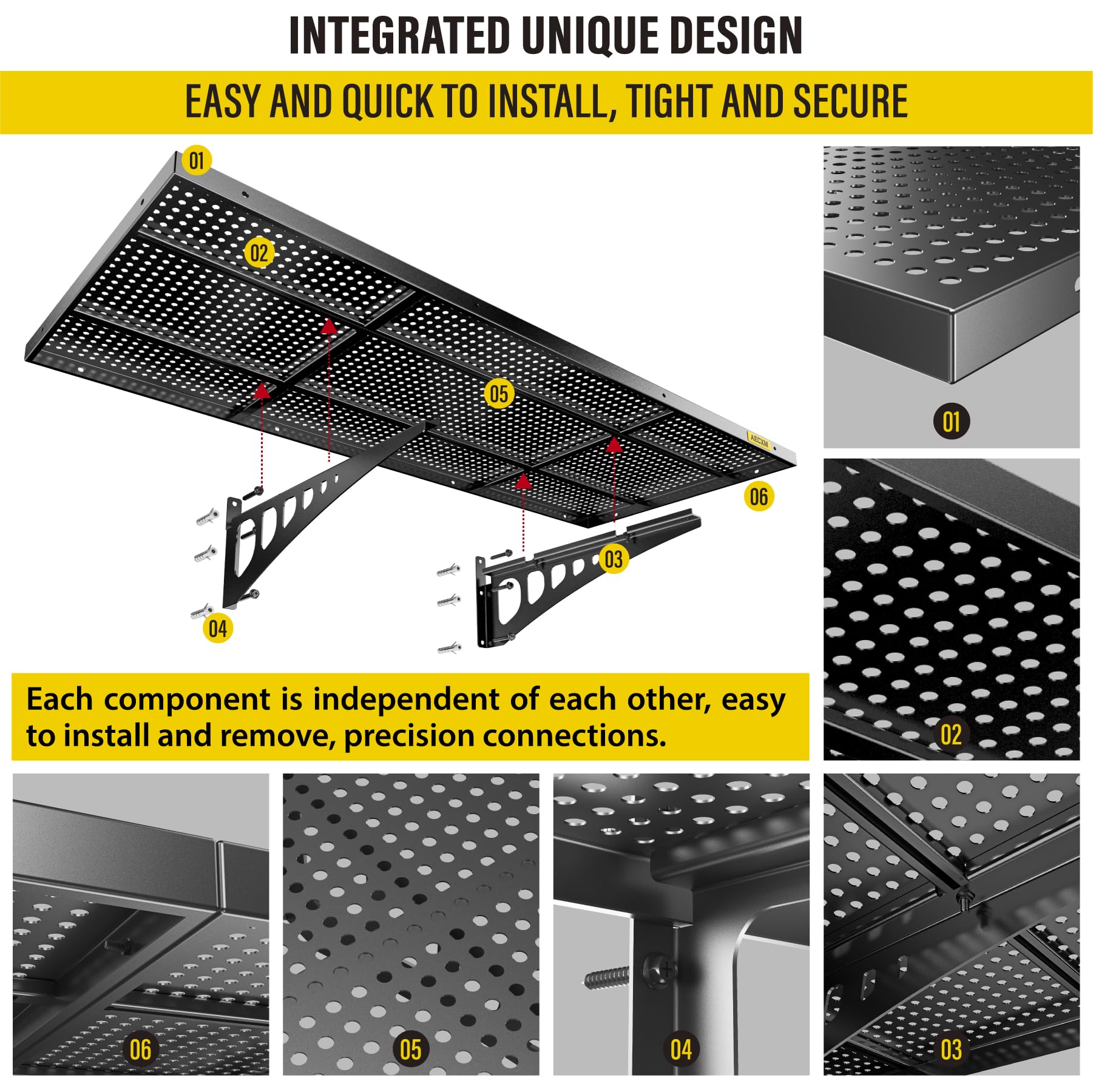 Aecxm 2pack-1.64x4ft Garage Storage Rack - Floating Wall Shelves, Heavy Duty, Sturdy, Wall Mounted (Black)