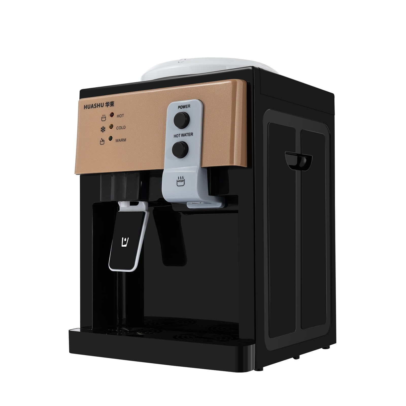 Water Cooler Dispenser, All Seasons Countertop 75W - 550W Cold and Hot Water Dispenser with 304 Stainless Steel Liner for Home Kitchen Offices Dorm (Black and Brown)