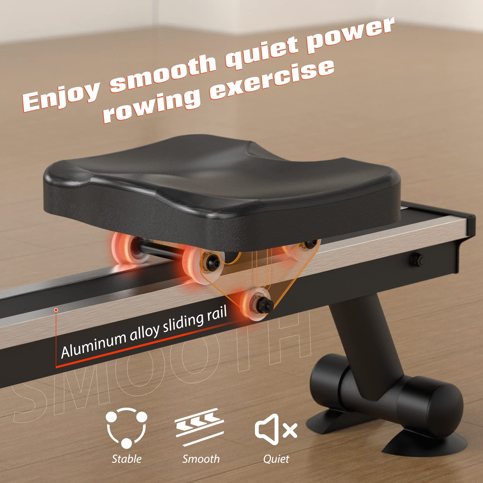 Upgo Rower Magnetic Rowing Machine Indoor Foldable Rower with 8 Level Adjustable Quiet Magnetic Resistance, Ergonomic Seat & LCD Monitor Cardio Exercise Training Max Weight 350 lbs