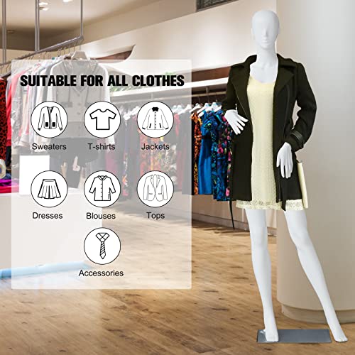 70" Mannequin Famale Full Body Dress Form Display, Realistic Mannequin Body Manikin Torso Stand for Retail Clothing Shops, White