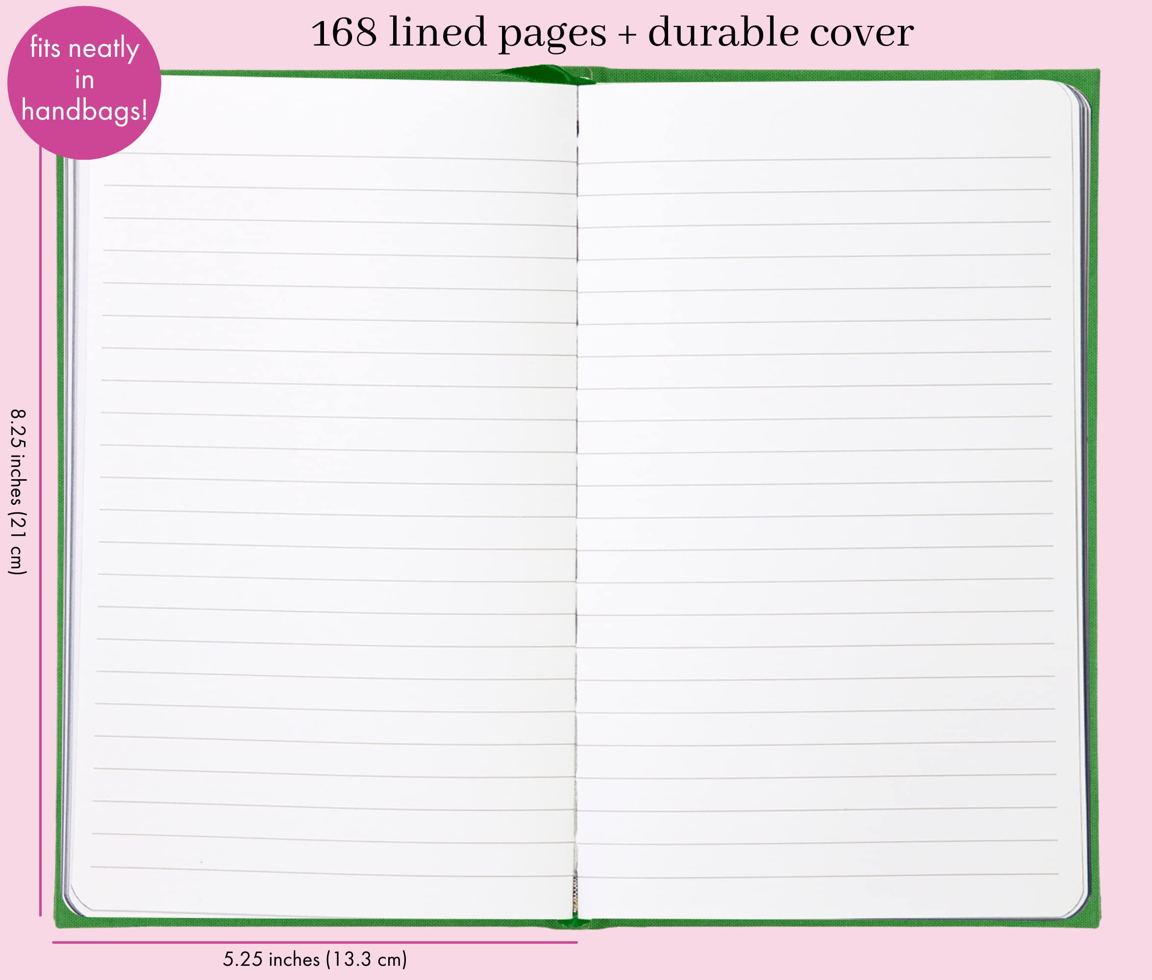 Kate Spade New York Take Note Large Notebook Journal, Green Cloth Hardcover Journal, Diary Includes 168 Lined Pages, Dragonfly Flight