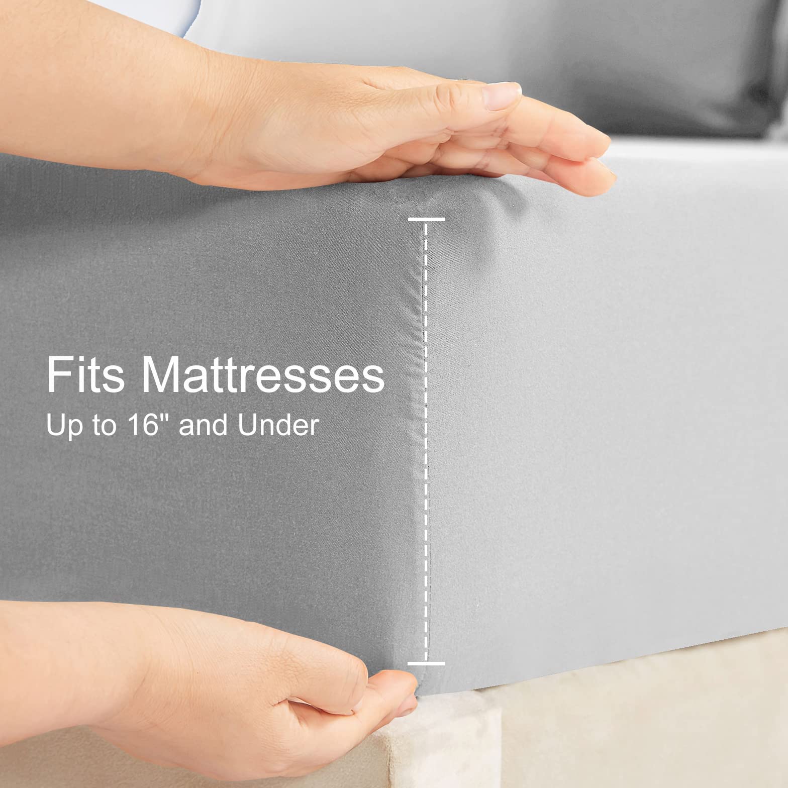 YIYEA Fitted Sheet Only, Premium Double Brushed Microfiber Deep Pocket Fitted Sheet Full Size, Ultra Soft Fitted Bottom Sheet, Shrinkage, Fade Resistant, Full, Light Gray
