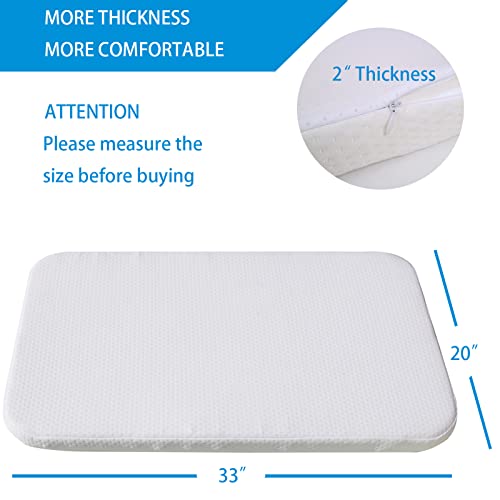 Mecc ecoh Rectangle Baby Bassinet Mattress, 100% Breathable Cover, 2" Thick, Fit for Baby Delight/KoolerThings/ANGELBLISS/YADAQE/Jimglo/BCOL/BabyBond/MMBABY/Mika Micky Bedside Sleeper, 33"x20"